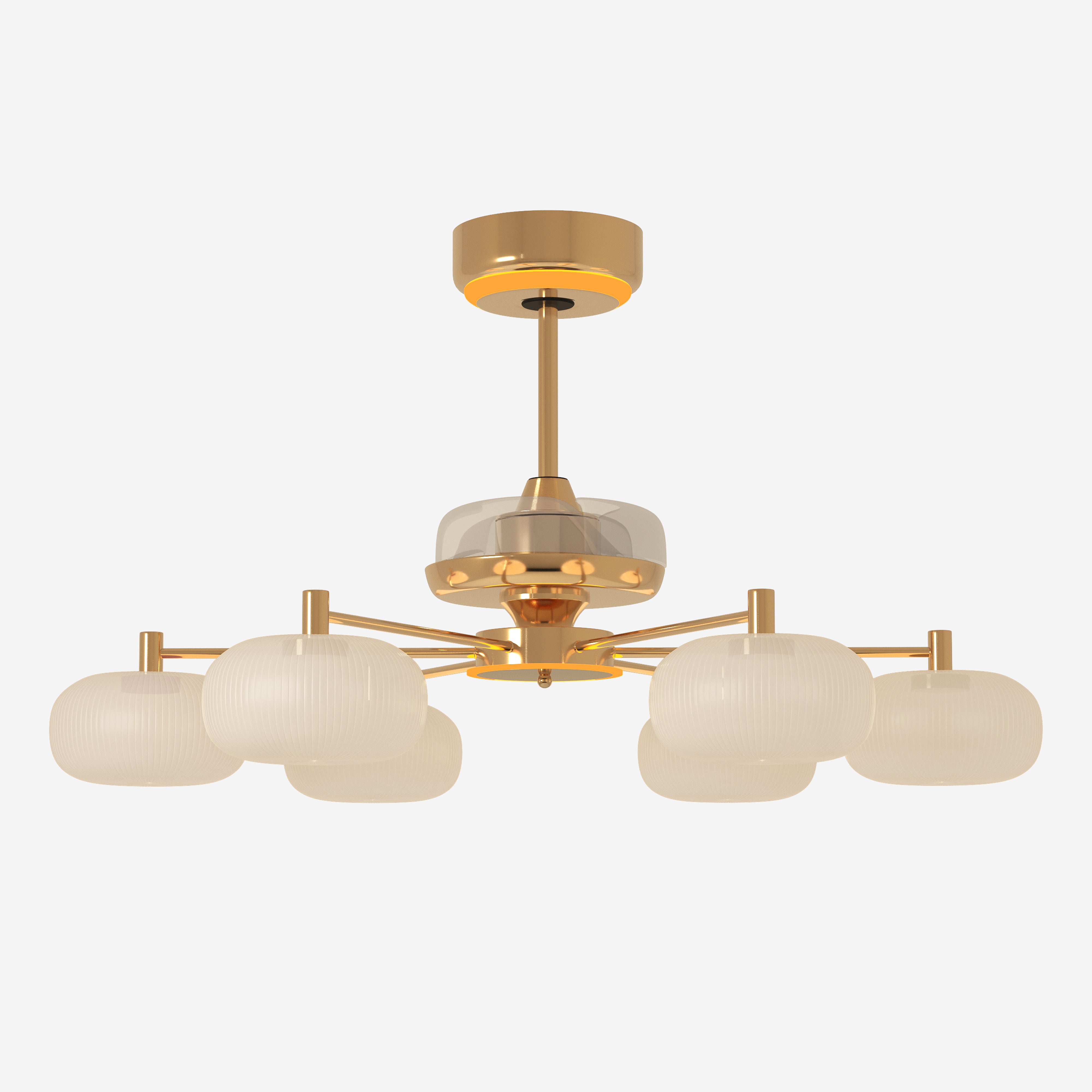 Quiet Copper Acrylic Ceiling Fan Light with 6-Speed Control and Remote ...